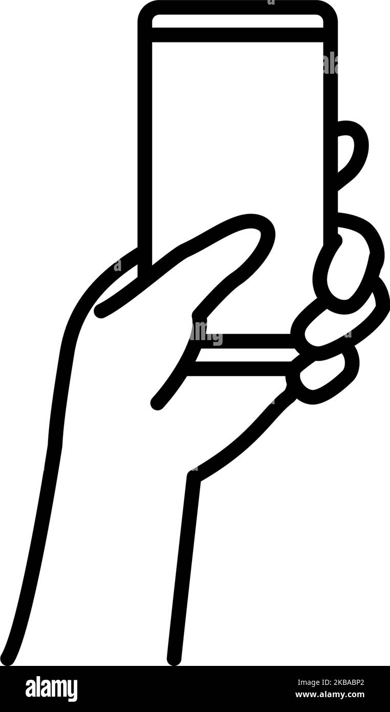Smartphone operation, simple line drawing of two hands holding a ...