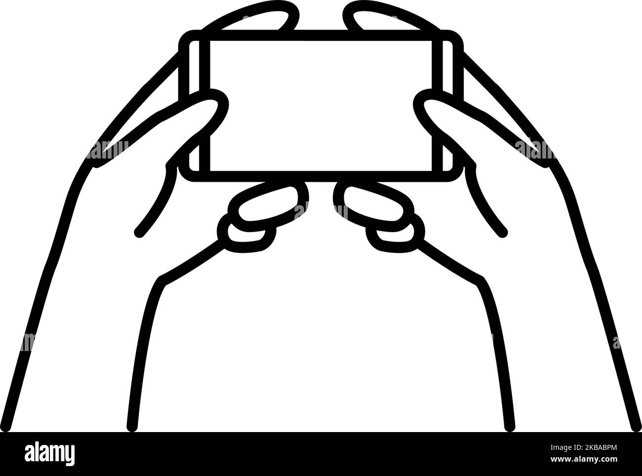 Smartphone operation, simple line drawing of two hands holding a ...