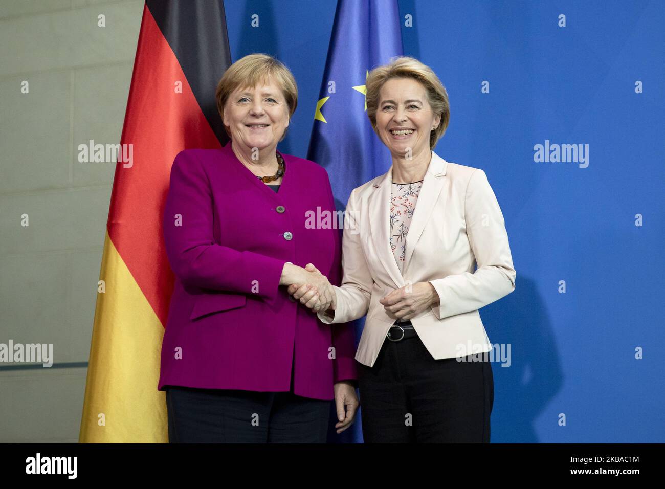 German Chancellor Angela Merkel and designated President of the ...