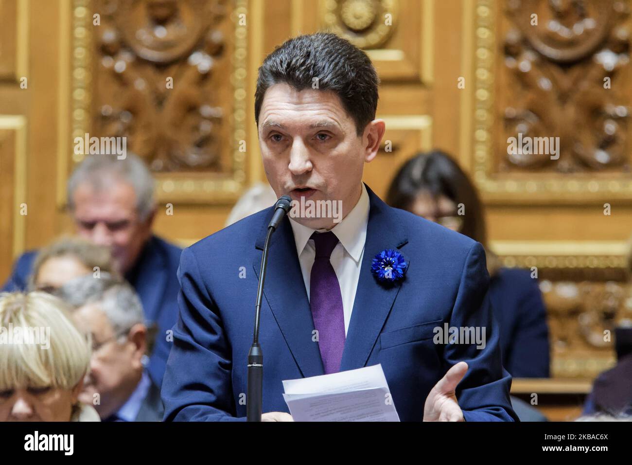 Senator Cadic Olivier attends at a session of questions to the ...