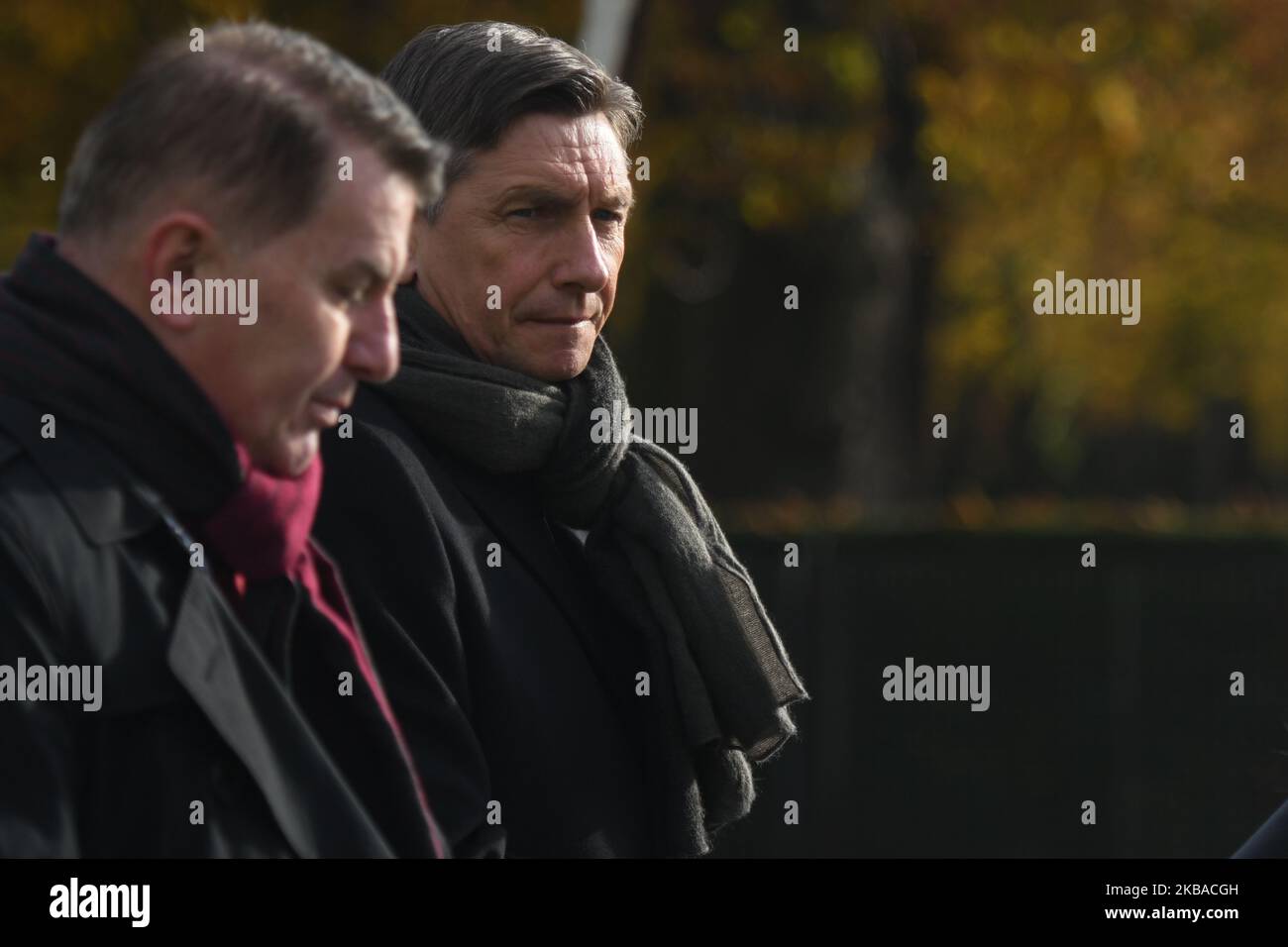 Borut Pahor (Right), President of Slovenia, seen at the Berlin Wall ...