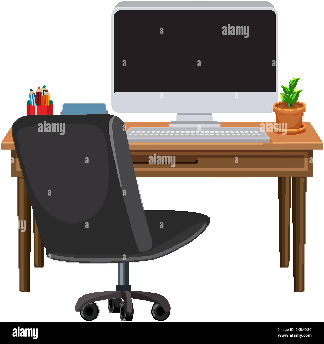 Computer and stationary on the desk illustration Stock Vector Image ...