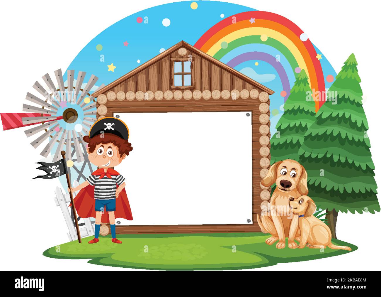 Empty board template with cartoon character illustration Stock Vector ...