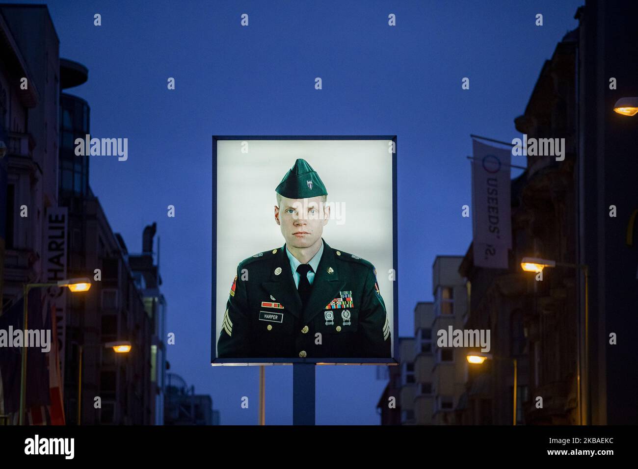 Picture of a US soldier at Checkpoint Charlie in Berlin, Germany on ...