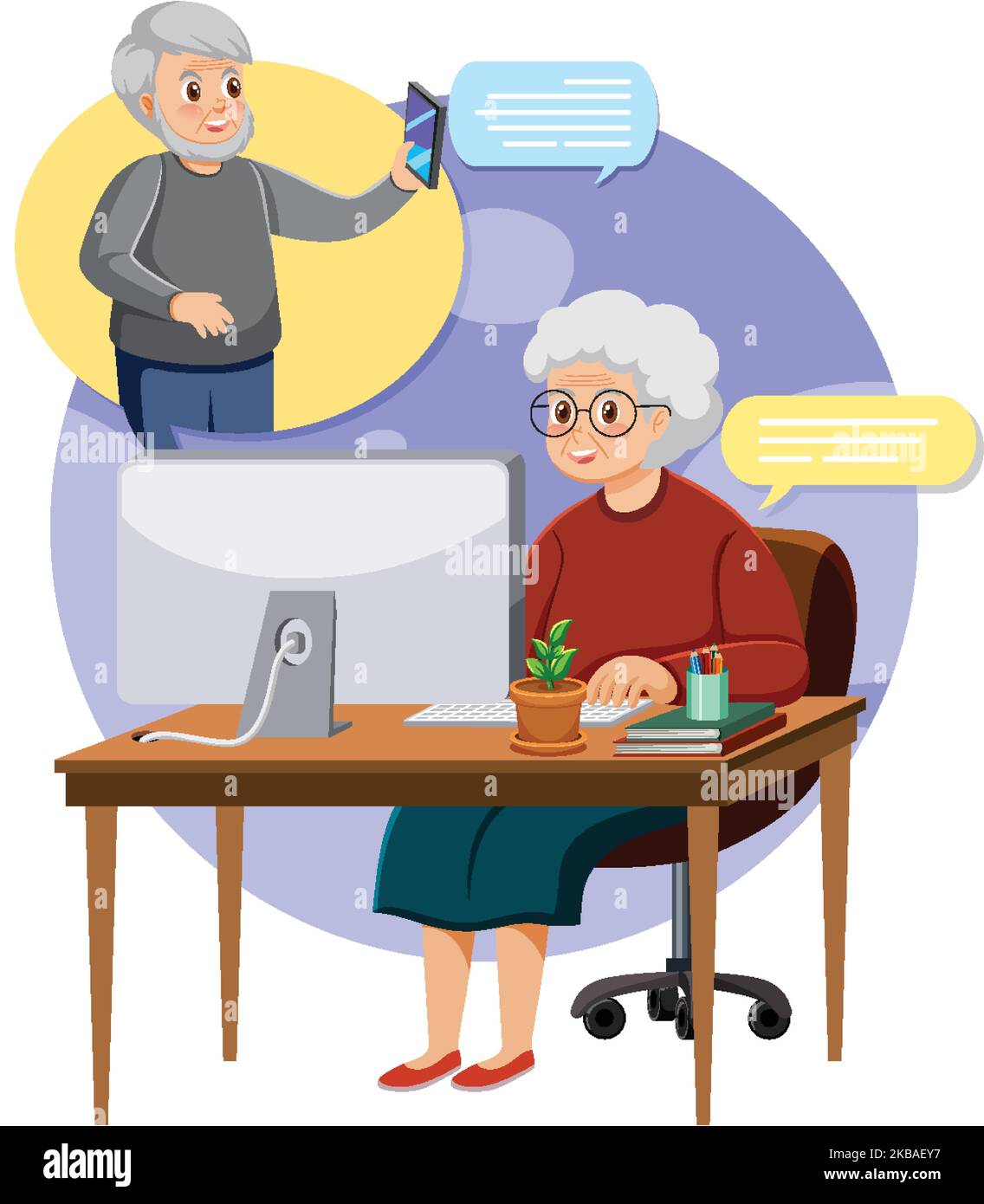 Old lady on computer Cut Out Stock Images & Pictures - Alamy