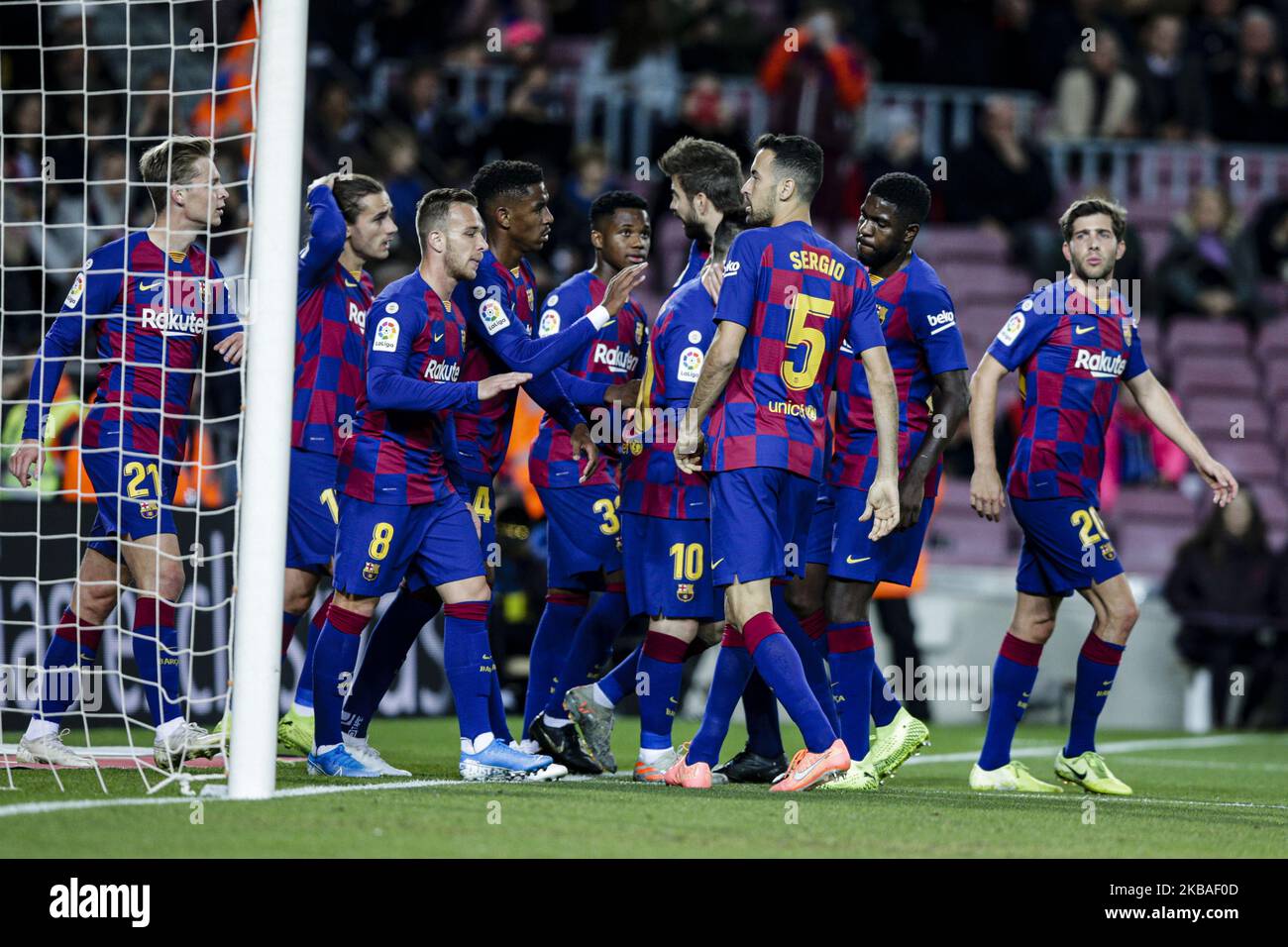 10 Lionel Messi from Argentina of FC Barcelona celebrating his goal ...