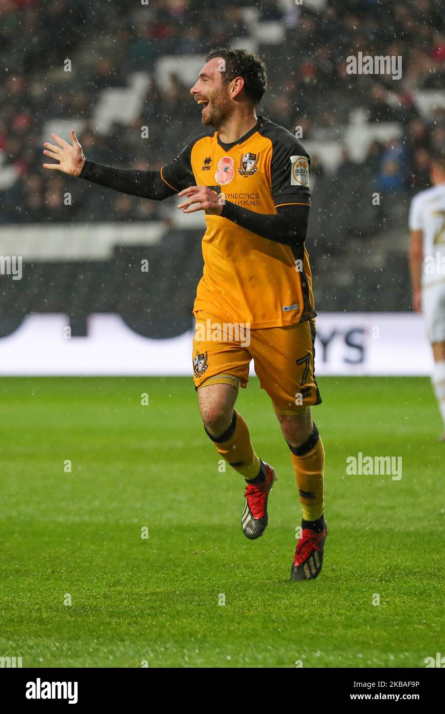 David Worrall scores for Port Vale, to take the lead to make it 1 - 0 ...