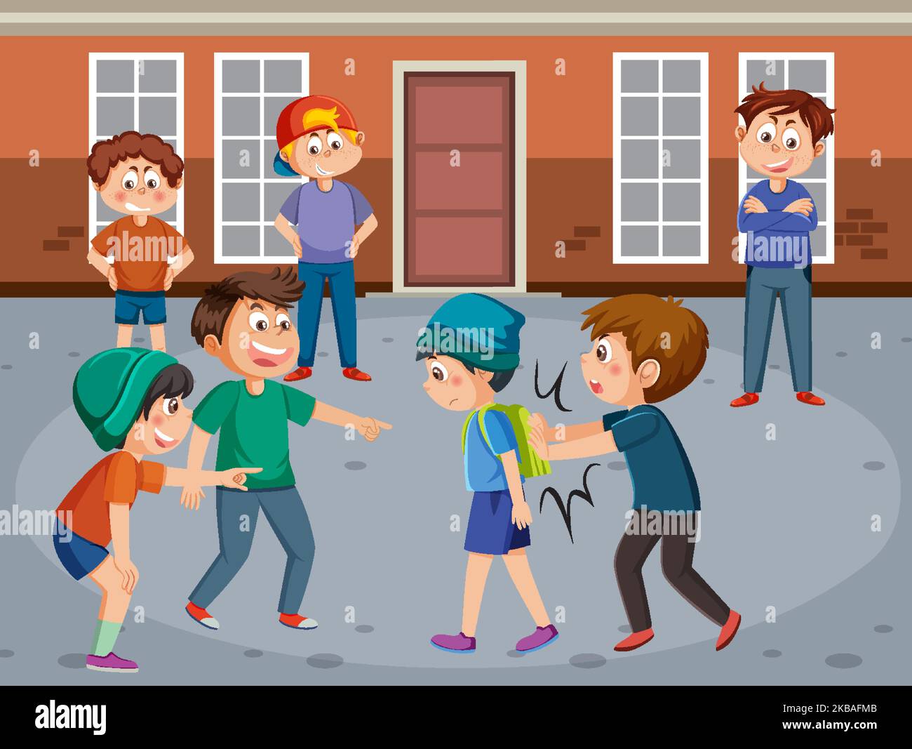 Kids bullying their friend at school illustration Stock Vector Image ...