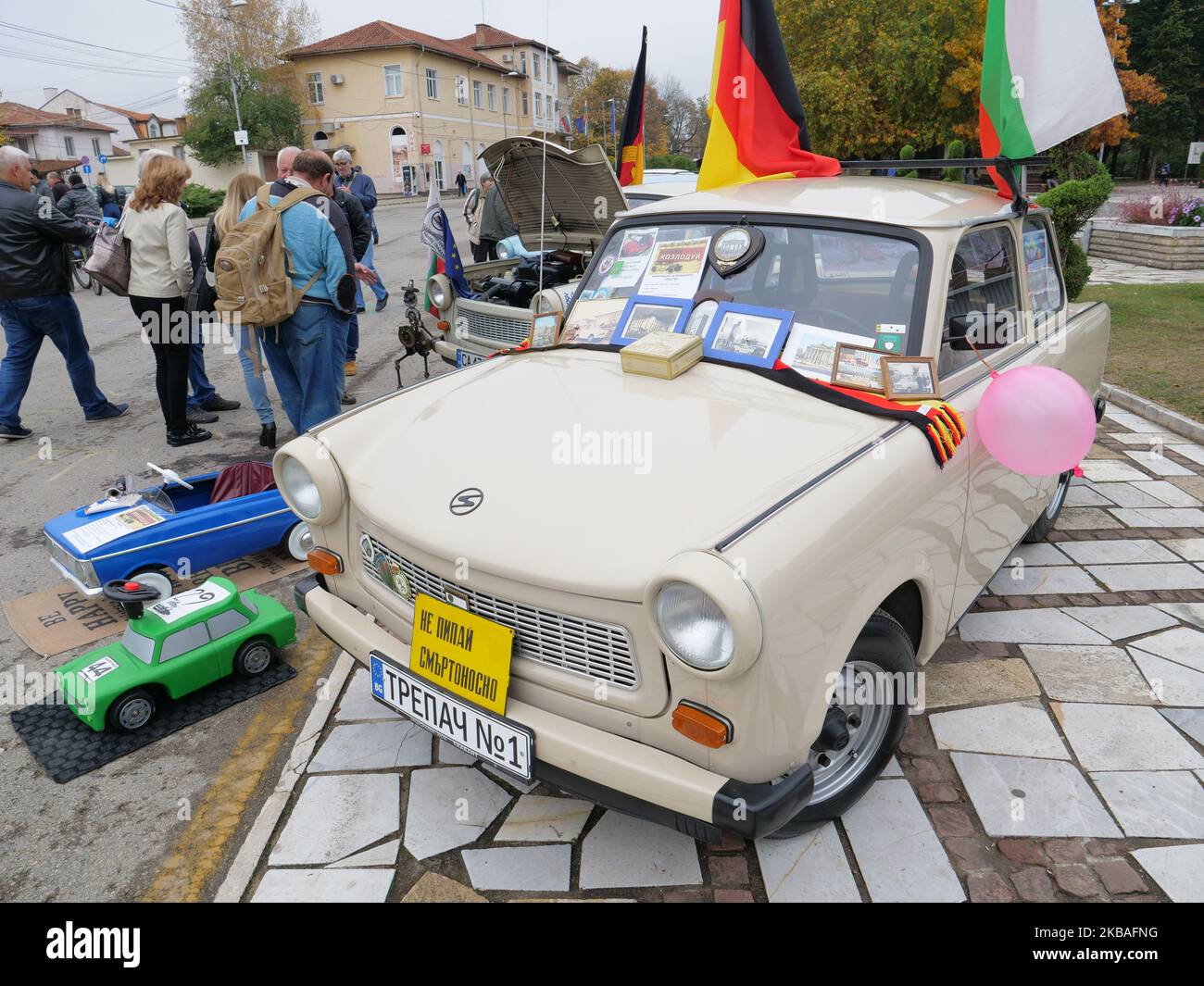 Bulgarian and Germany Trabant car fans attend during Trabant's drivers ...