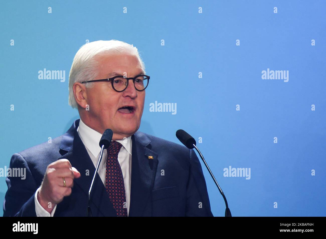 Frank-Walter Steinmeier, President of Germany, addresses the crowd in ...