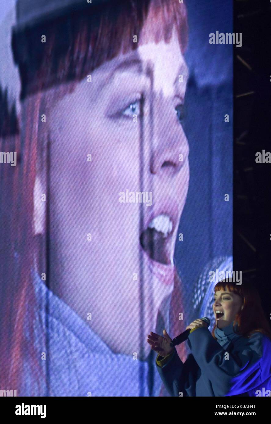 German artist Jennifer Kothe performs during the public show for the ...
