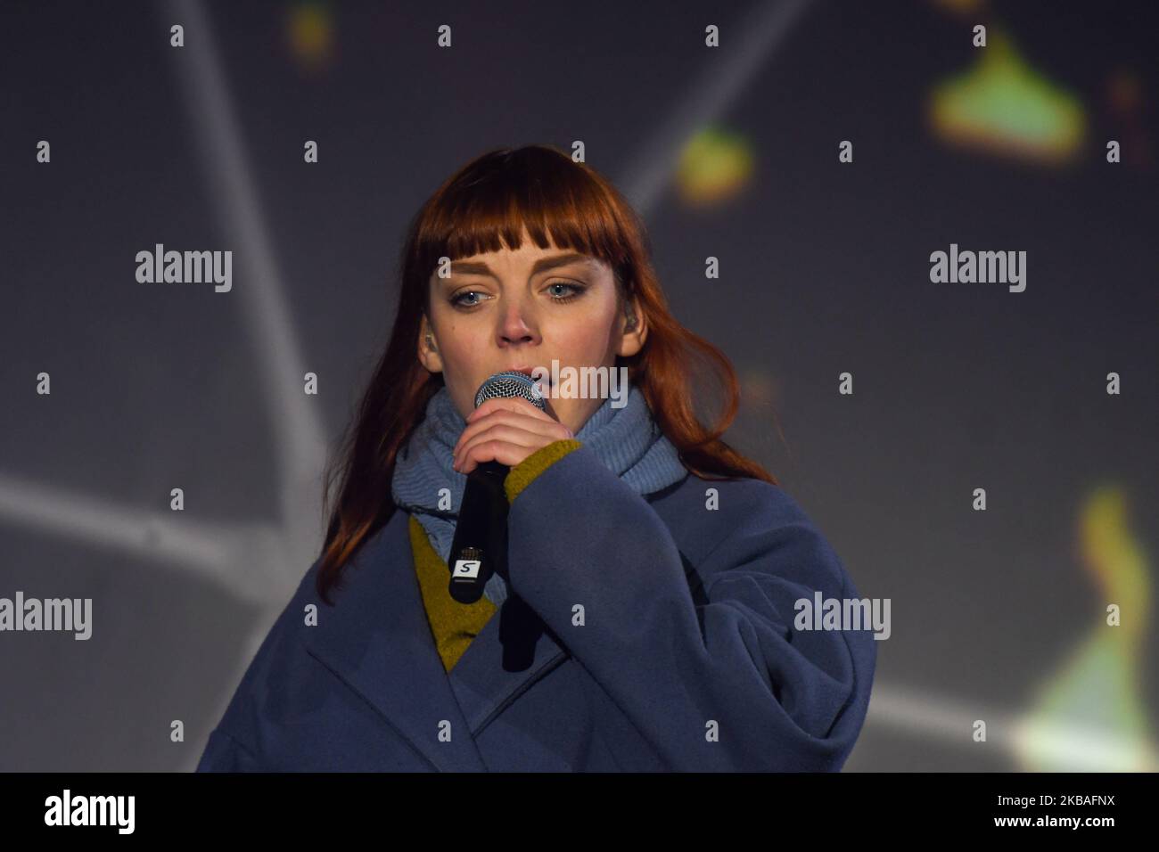 German artist Jennifer Kothe performs during the public show for the ...