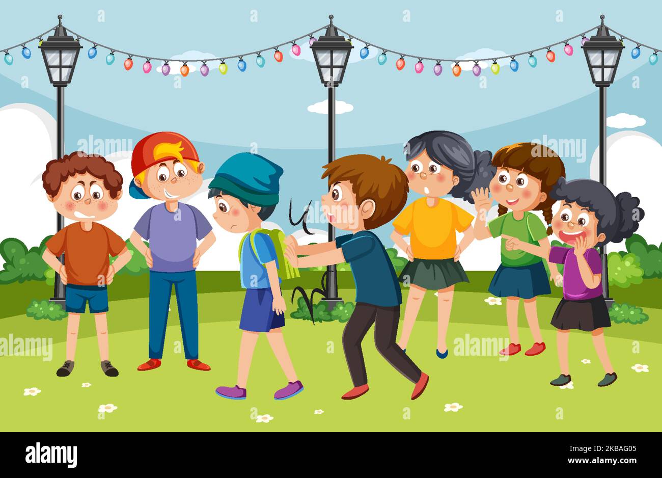 Kids bullying their friend at school illustration Stock Vector Image ...