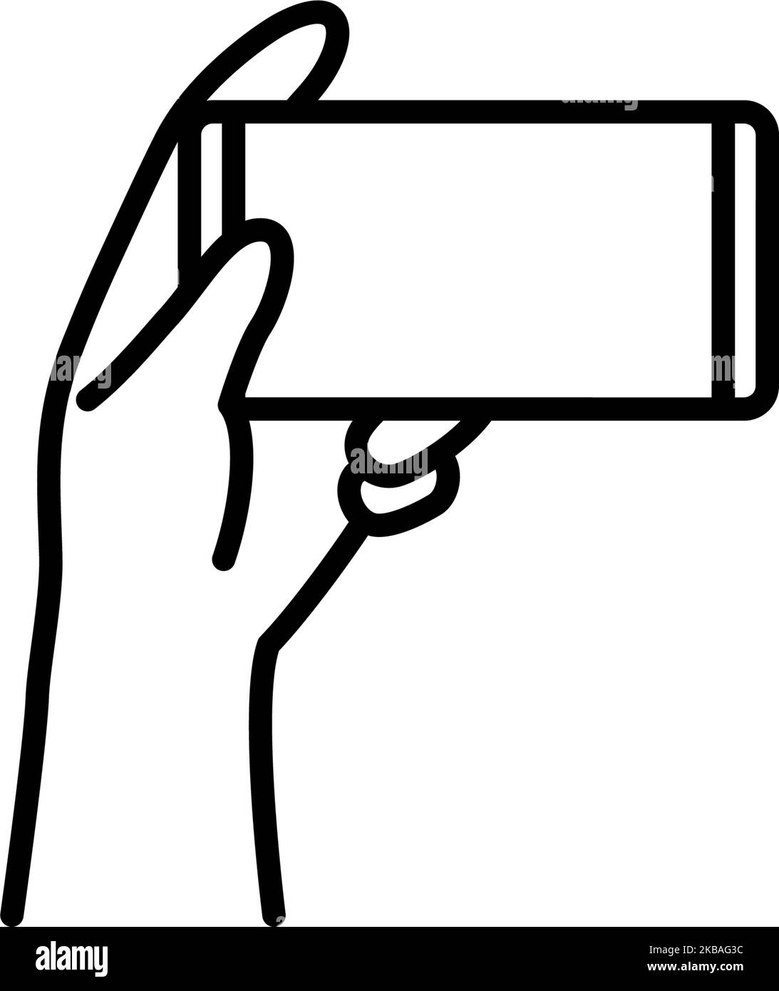 Smartphone operation, simple line drawing of two hands holding a ...