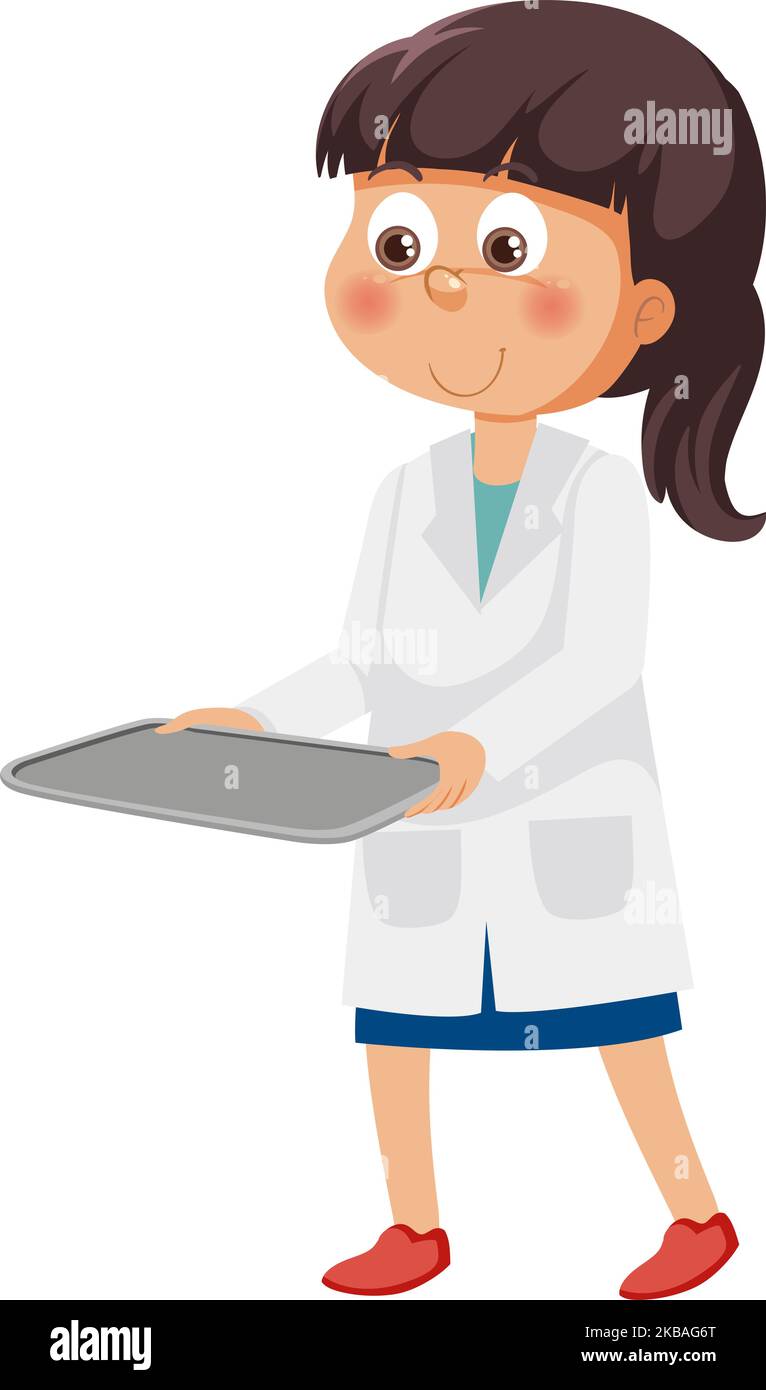 Cute scientist girl cartoon character illustration Stock Vector Image ...