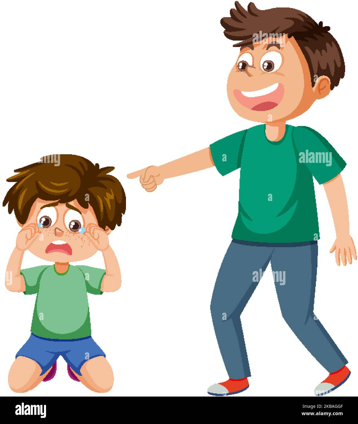 Crying boy get bullied by his friend illustration Stock Vector Image ...