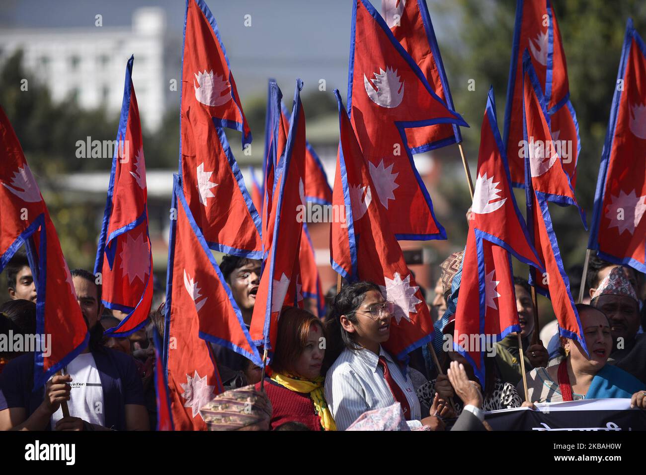 Nepalese People along with National Flag stage a demonstration in ...
