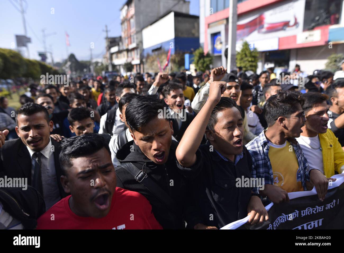 Nepalese Students stage a demonstration in Kathmandu, Nepal on Sunday ...