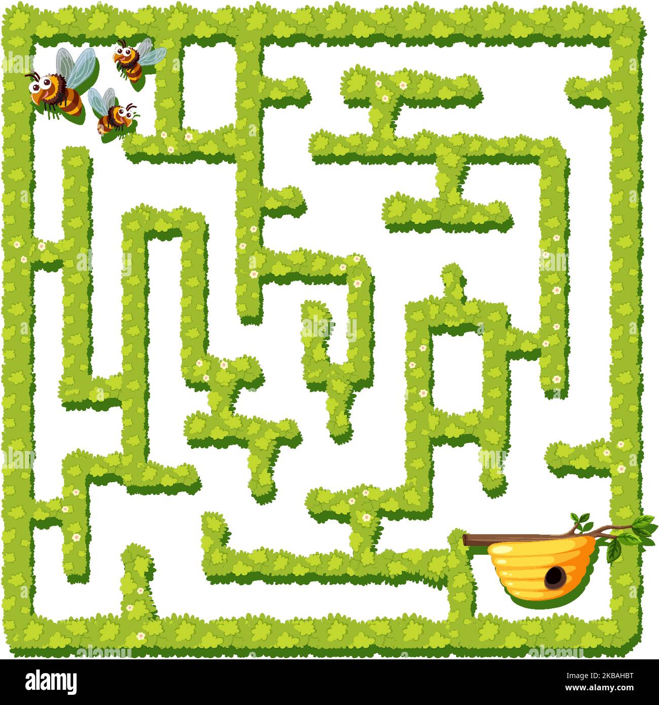 Maze game template in honeybee theme for kids illustration Stock Vector ...