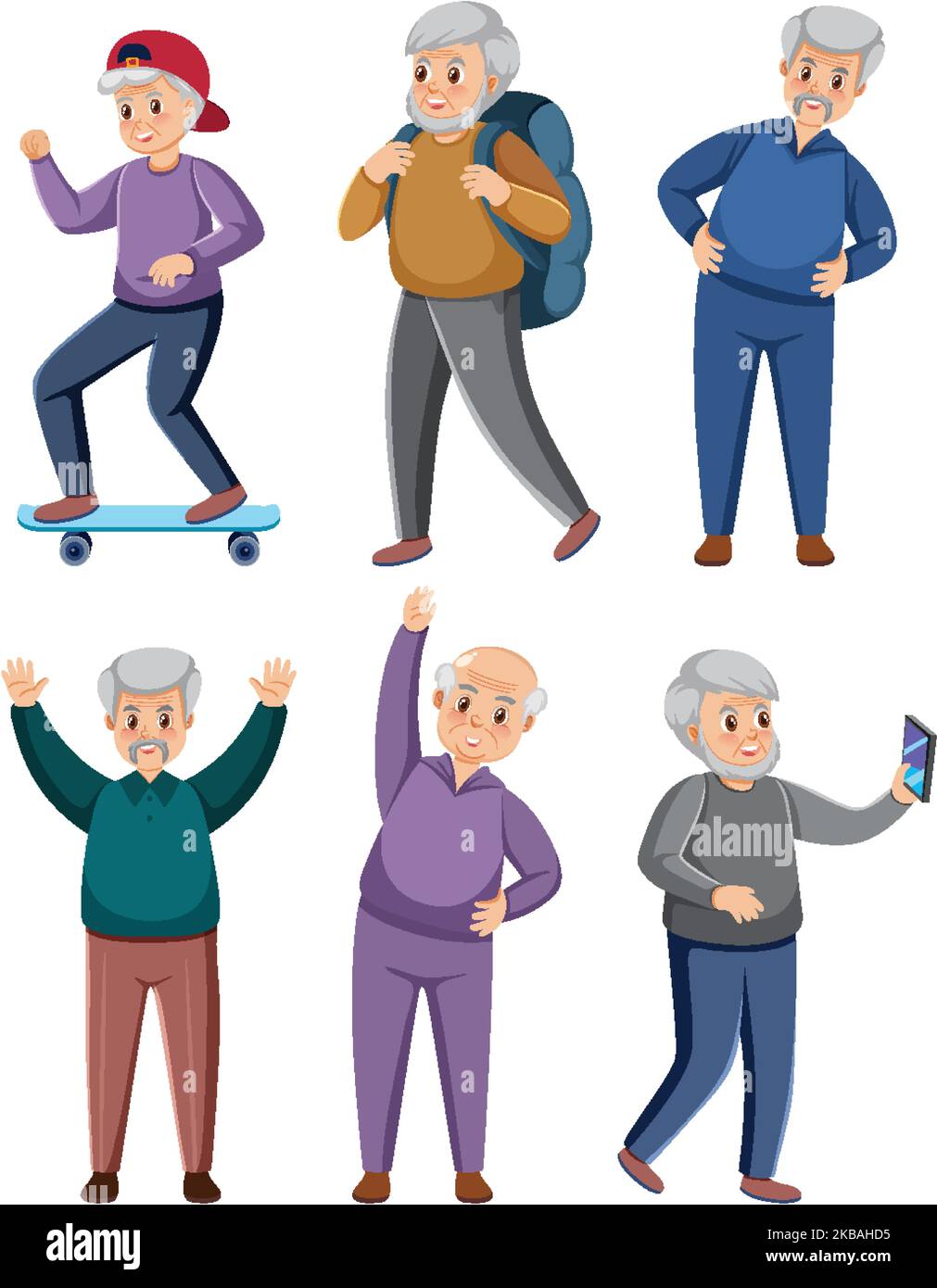 Elderly men cartoon character set illustration Stock Vector Image & Art ...