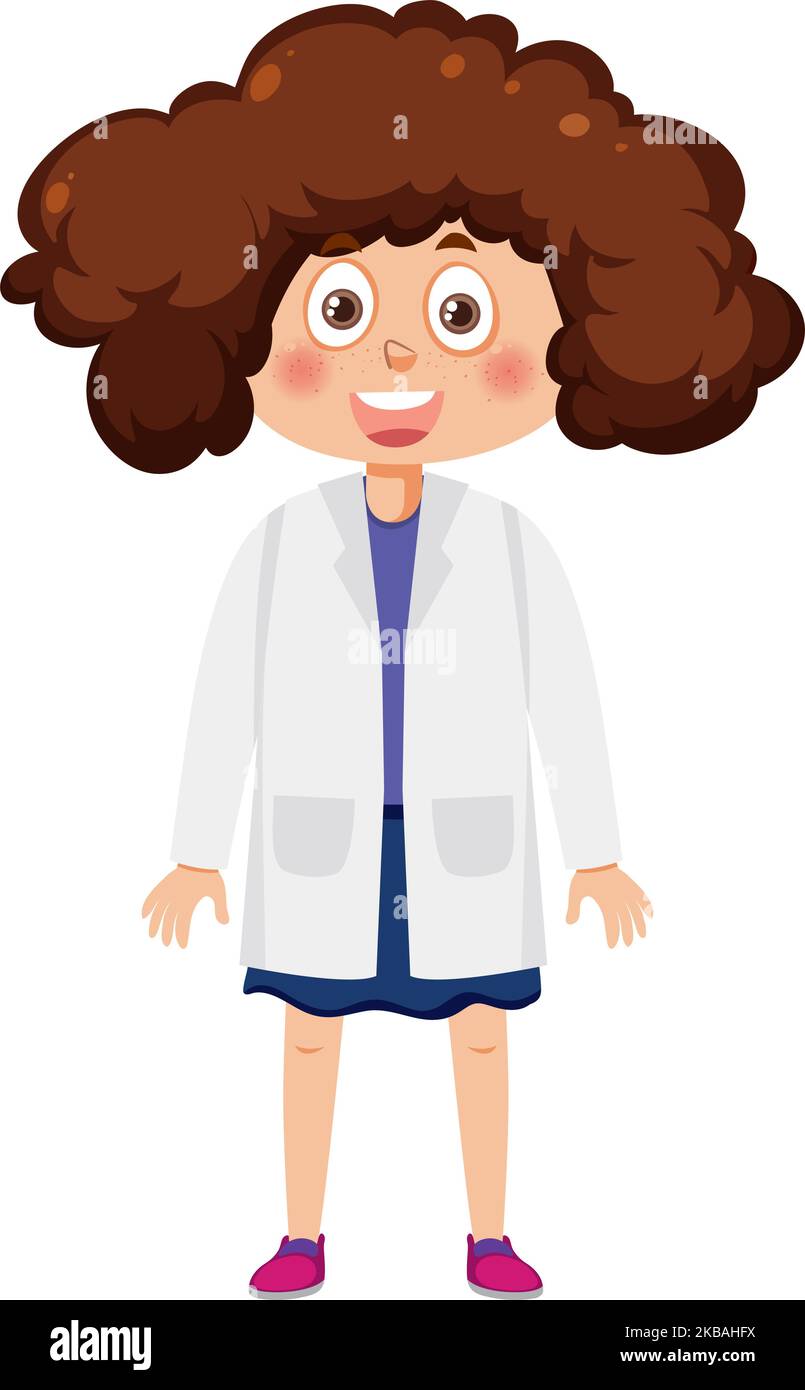 Cute scientist girl cartoon character illustration Stock Vector Image ...