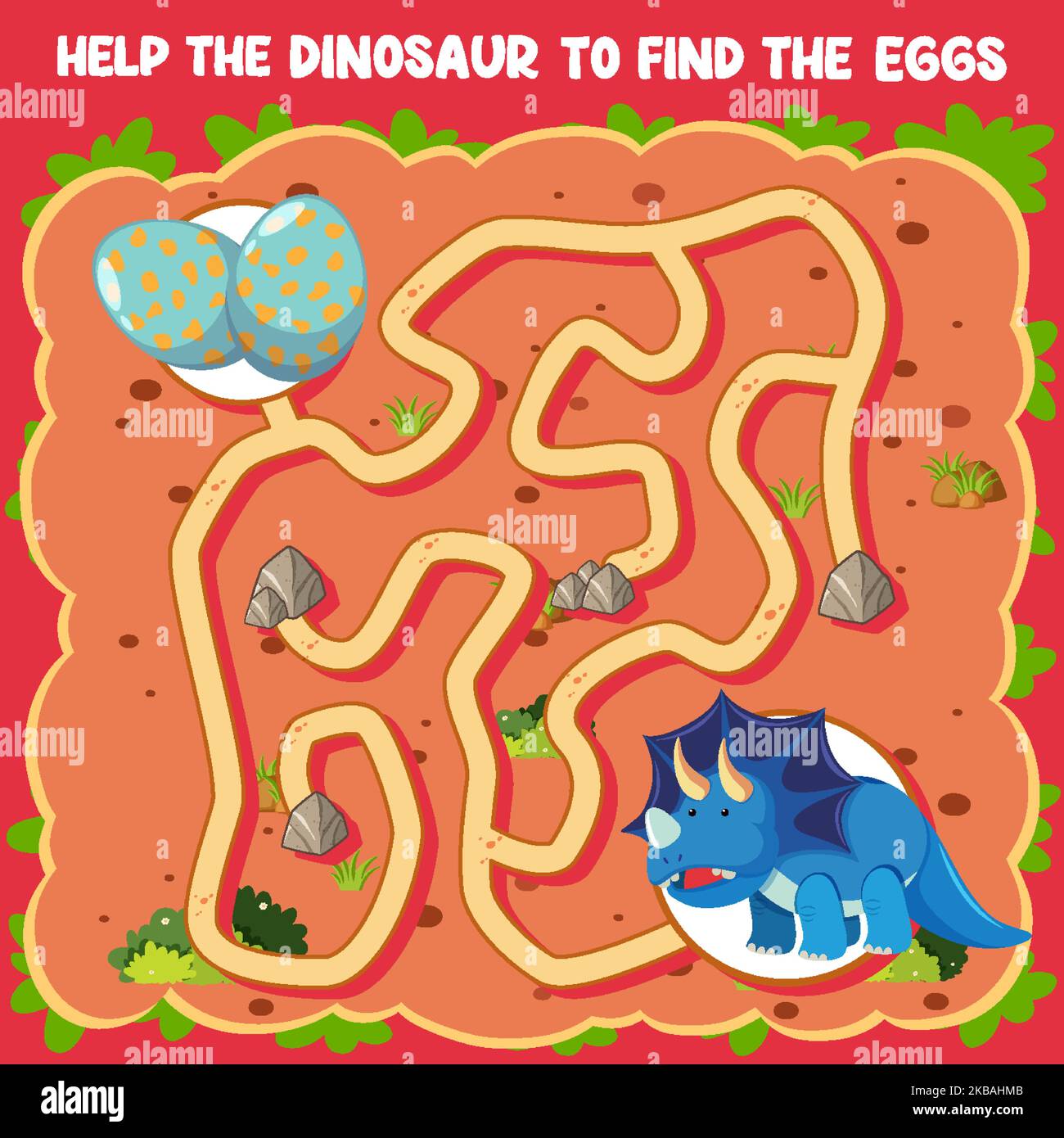 Maze game template in dinosaur theme for kids illustration Stock Vector ...