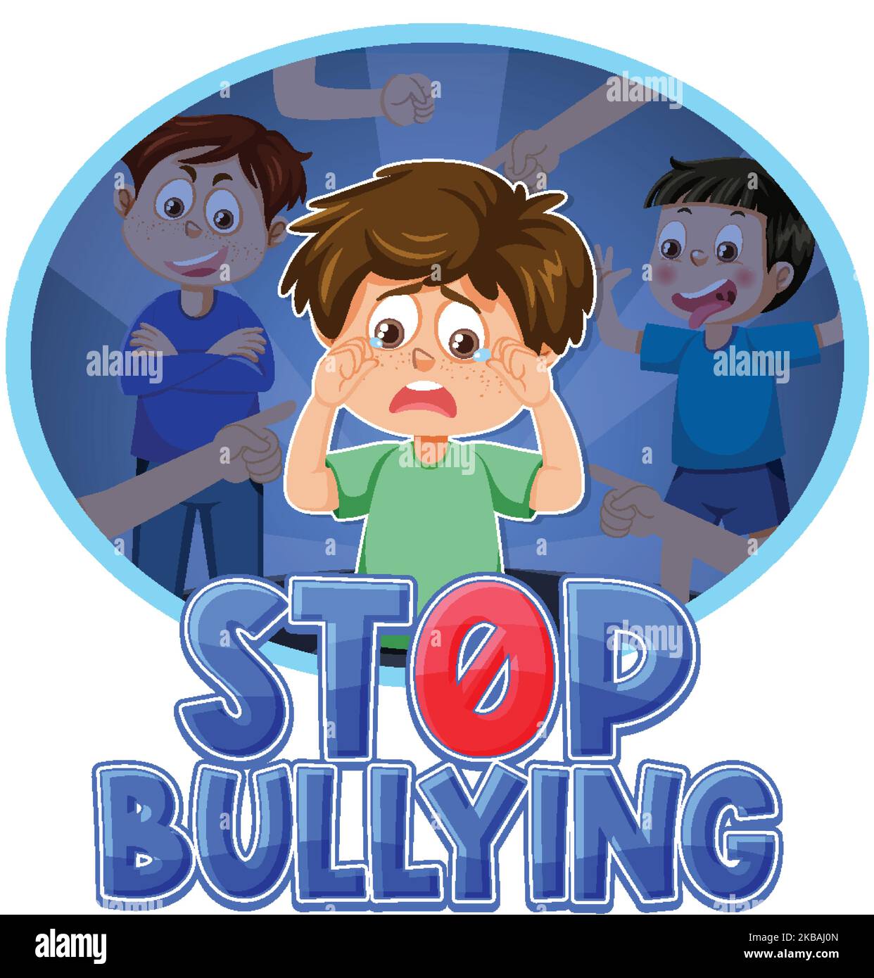 Stop Bullying text with cartoon character illustration Stock Vector ...