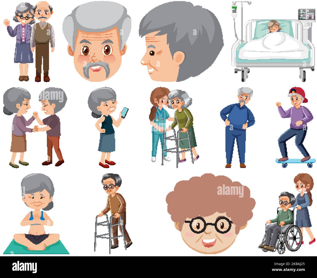 Collection of elderly people icons illustration Stock Vector Image ...