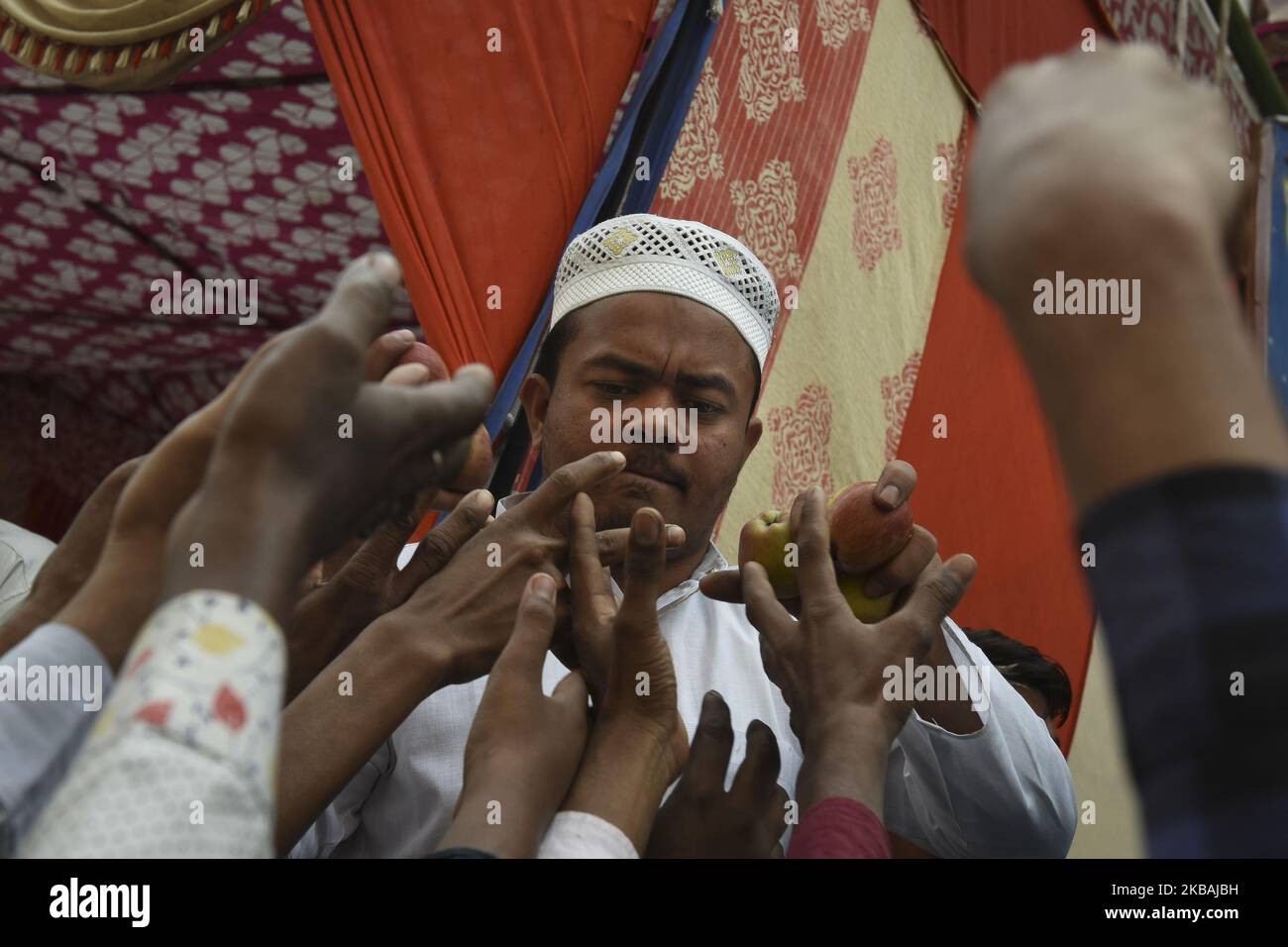 Fruits distributed in a religious procession to celebrate Eid-e-Milad ...