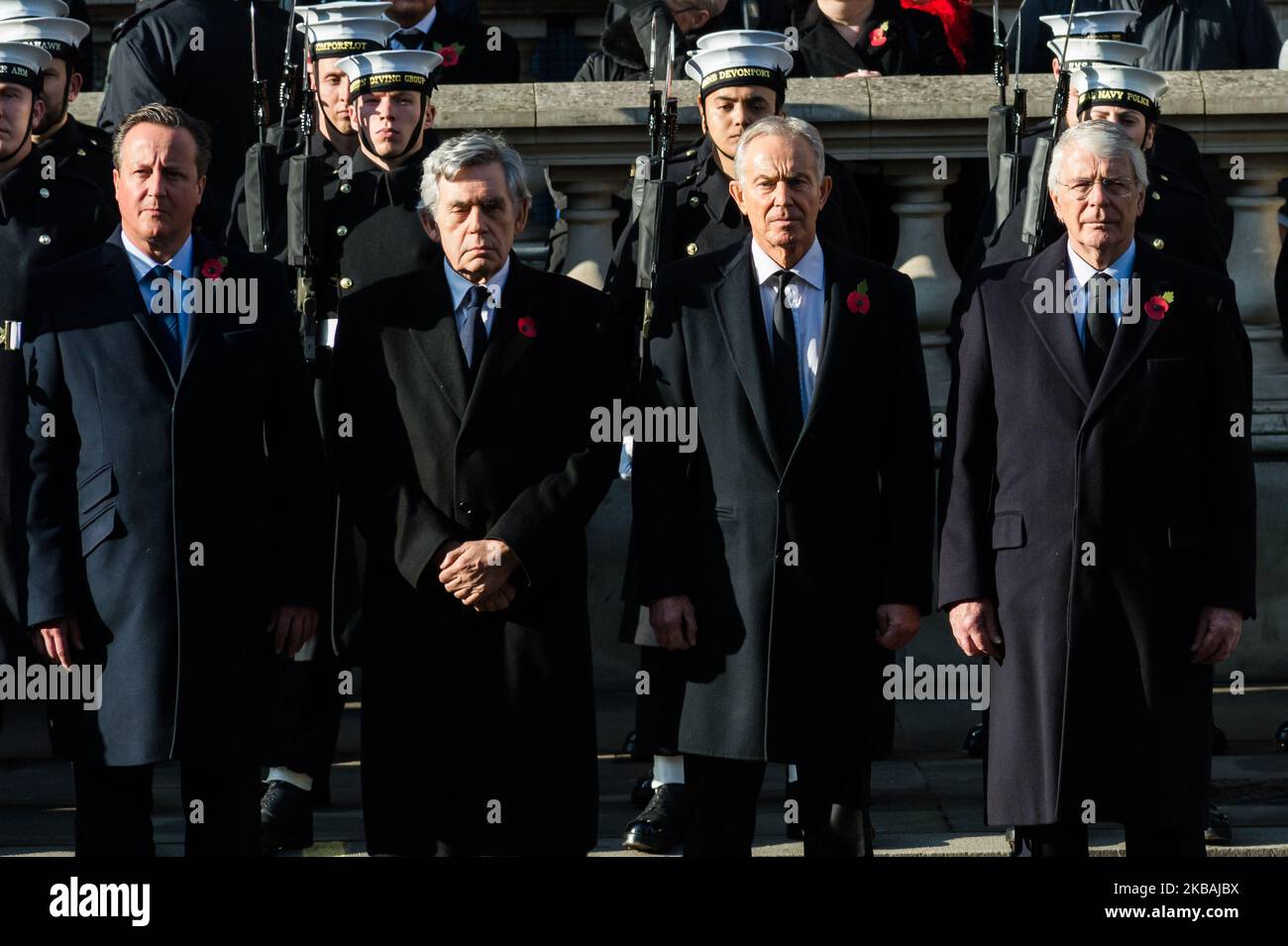 (L-R) Former Prime Ministers David Cameron, Gordon Brown, Tony Blair ...