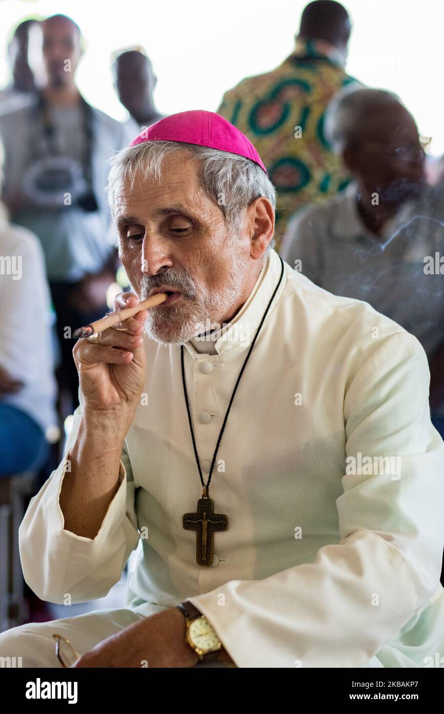 Awala-Yalimapo, France, July 6, 2019. Bishop Emmanuel Lafont, Bishop of ...