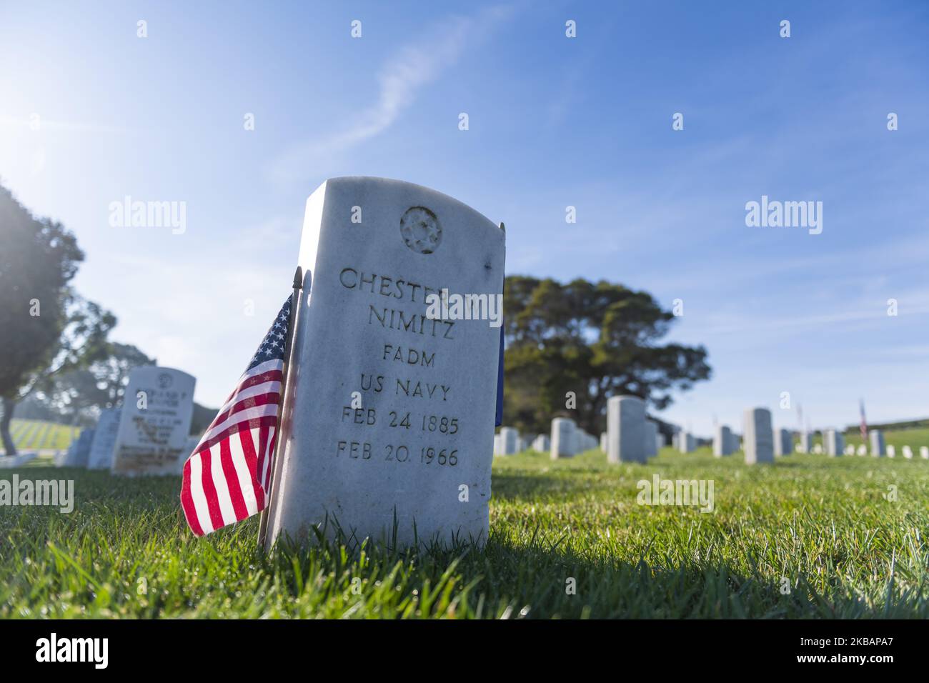 Headstones of U.S. Navy Fleet Admiral Chester William Nimitz, Sr. is ...