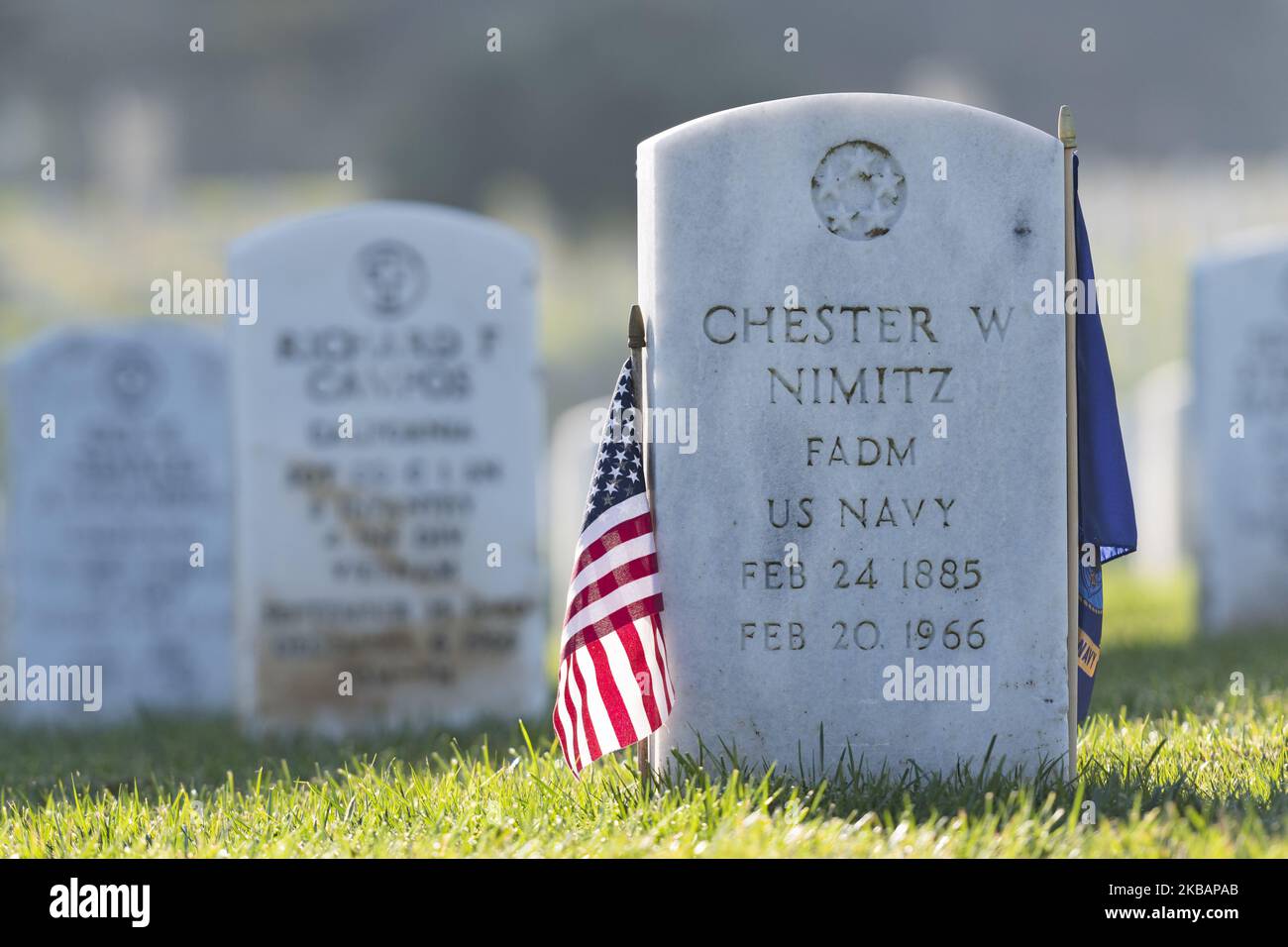 Headstones of U.S. Navy Fleet Admiral Chester William Nimitz, Sr. is ...