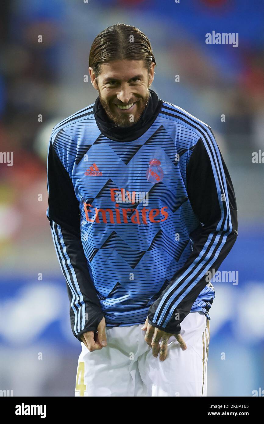 Sergio Ramos of Real Madrid during the warm-up before the Liga match ...
