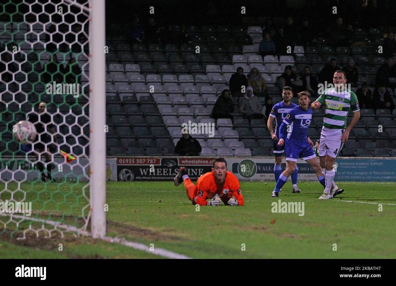 Hartlepool United's Luke James fires beyond Yeovil keeper Stuart Nelson ...