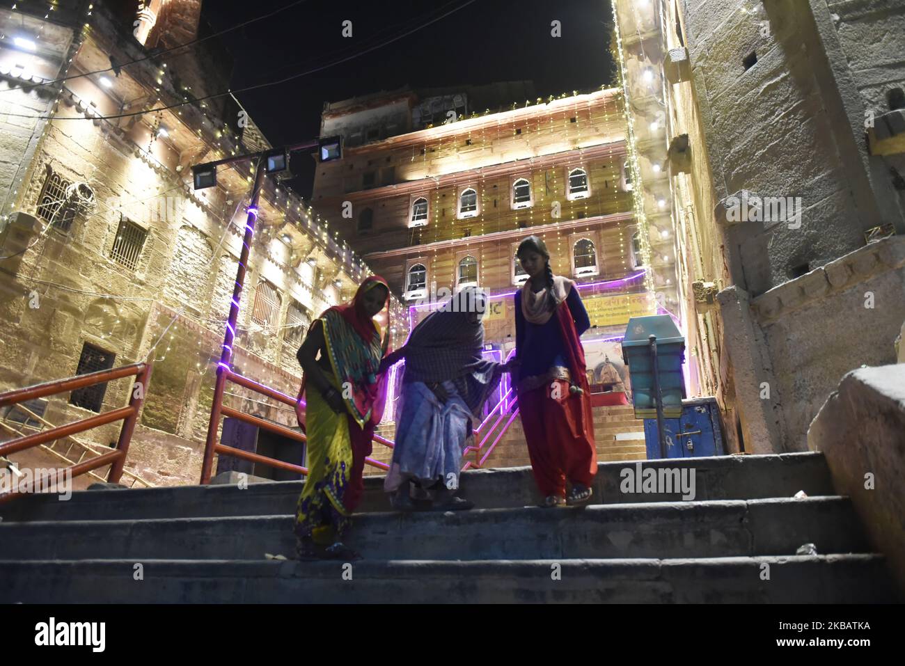 Light decoration on the ghats of the river Ganga during Dev Deepawali ...