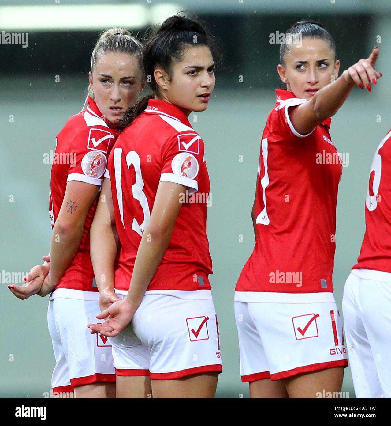 Veronique Mifsud and Maria Farrugia of Malta during the UEFA Euro 2021 ...