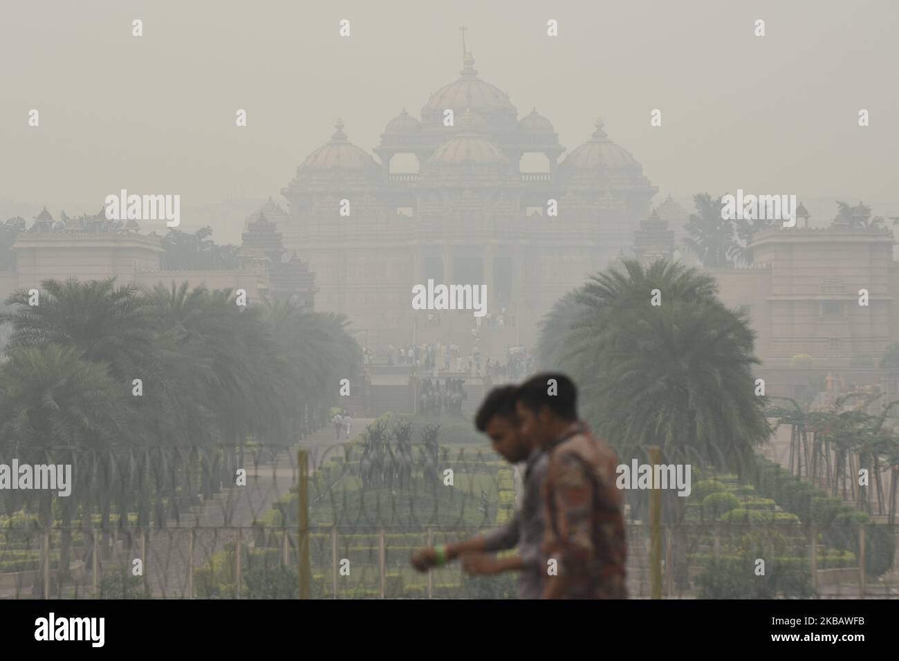 A view of Akshardham Temple as smog engulfs the capital worsening the ...