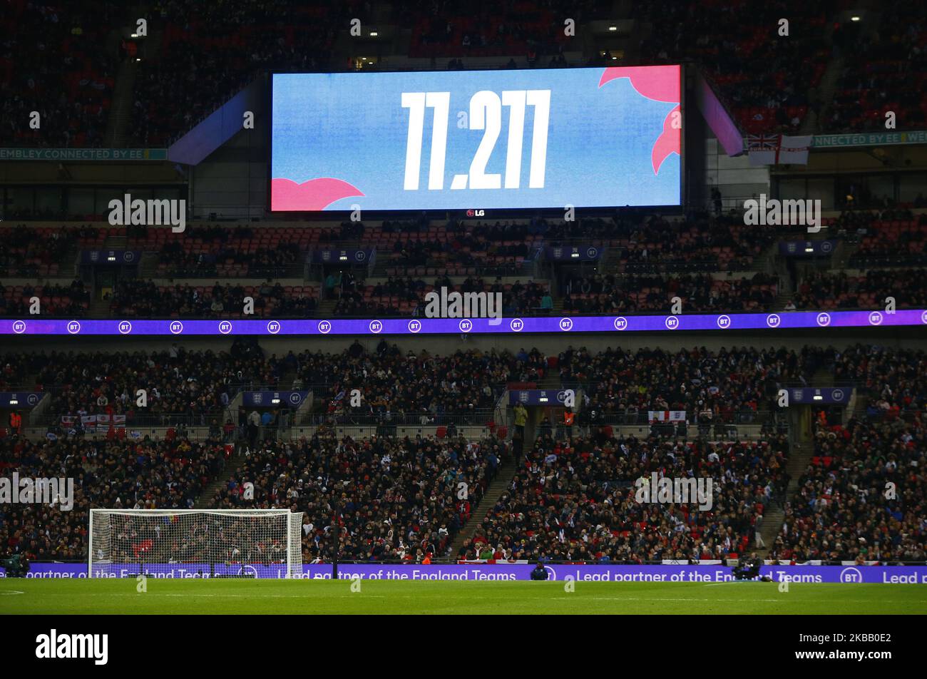 Scoreboard shows the Attendance at Wembley during UEFA Euro 2020 ...