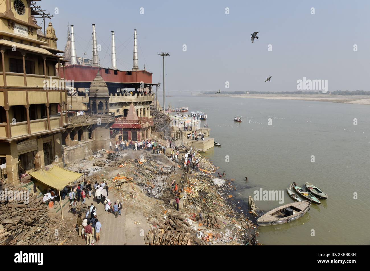 Manikarnika ghat on the Ganges river in Varanasi, India, 14 November ...