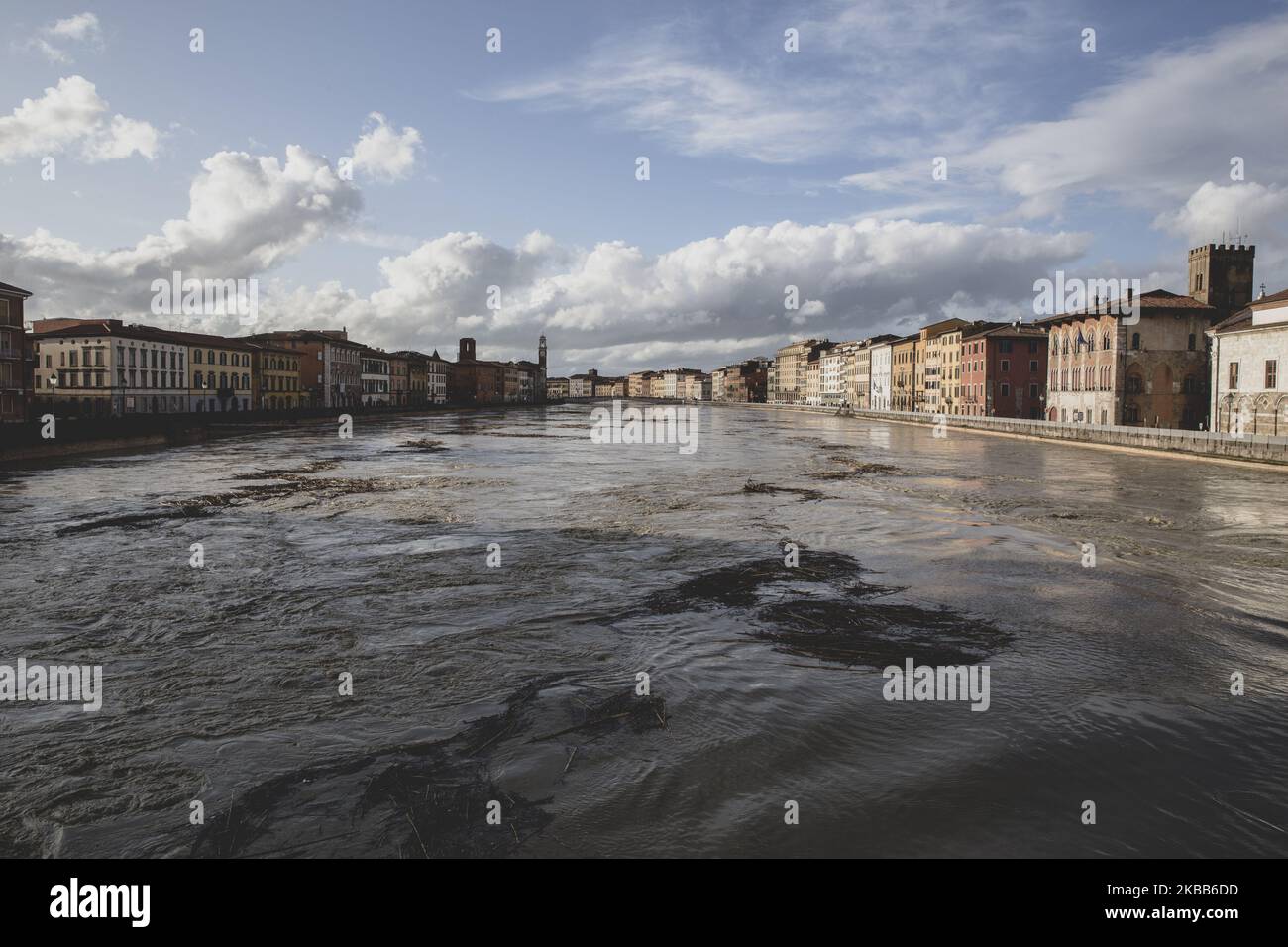 A view of the high water levels on the Arno River in Pisa , Italy on 17 ...