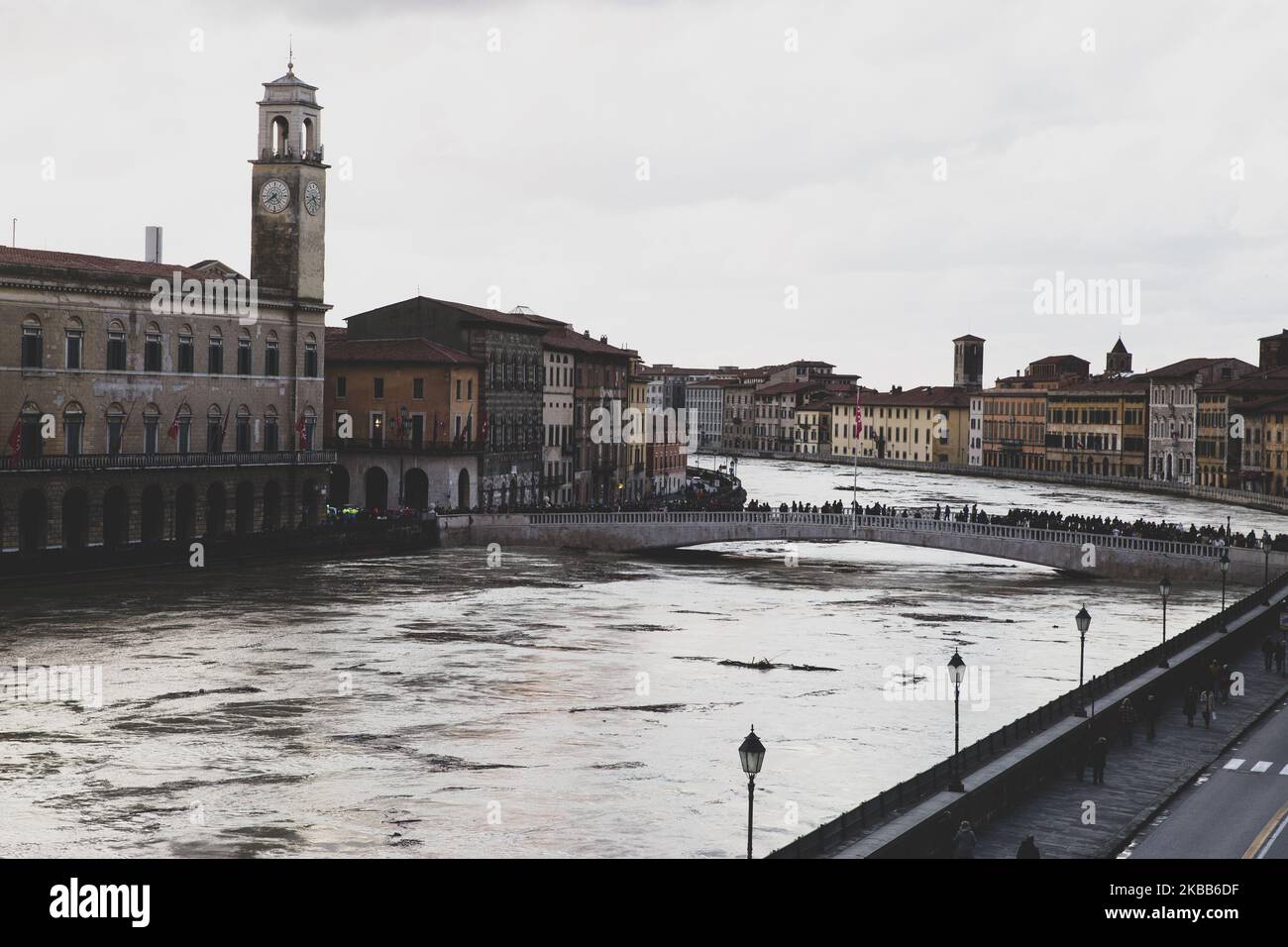 A view of the high water levels on the Arno River in Pisa , Italy on 17 ...