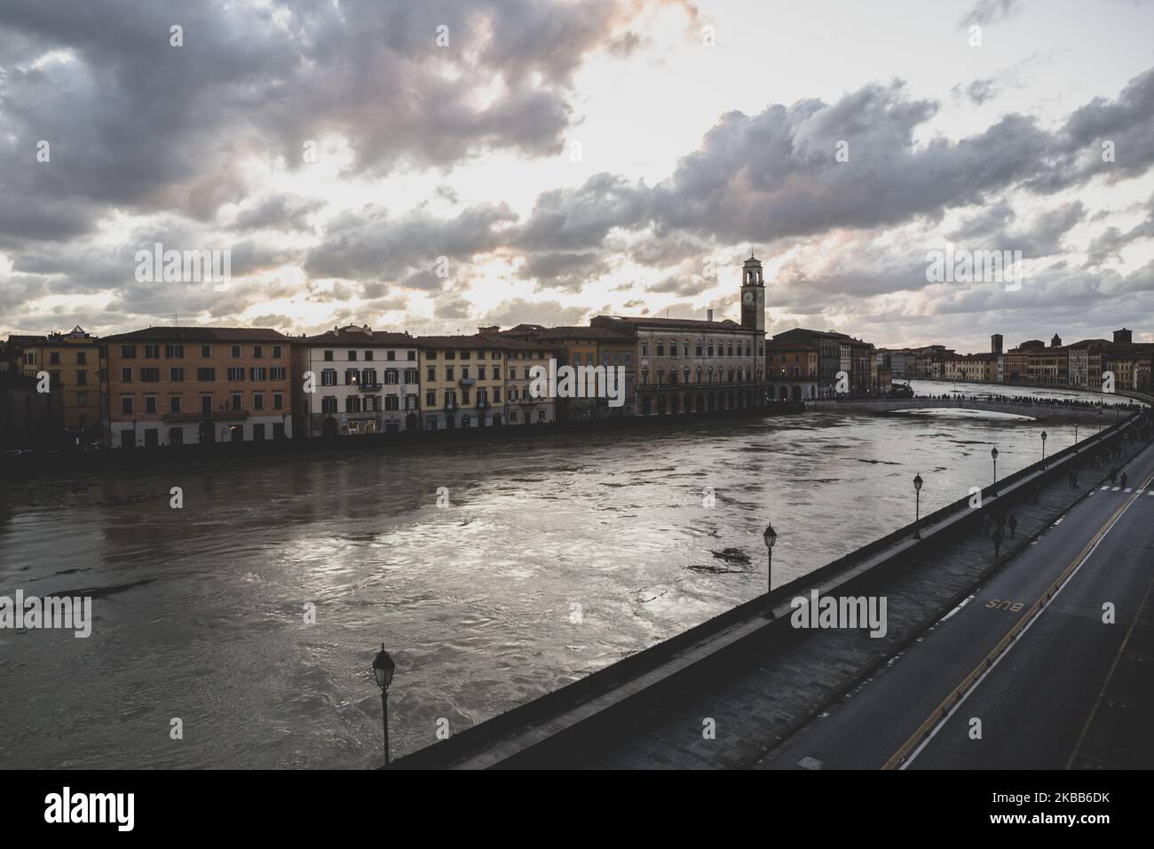 A view of the high water levels on the Arno River in Pisa , Italy on 17 ...
