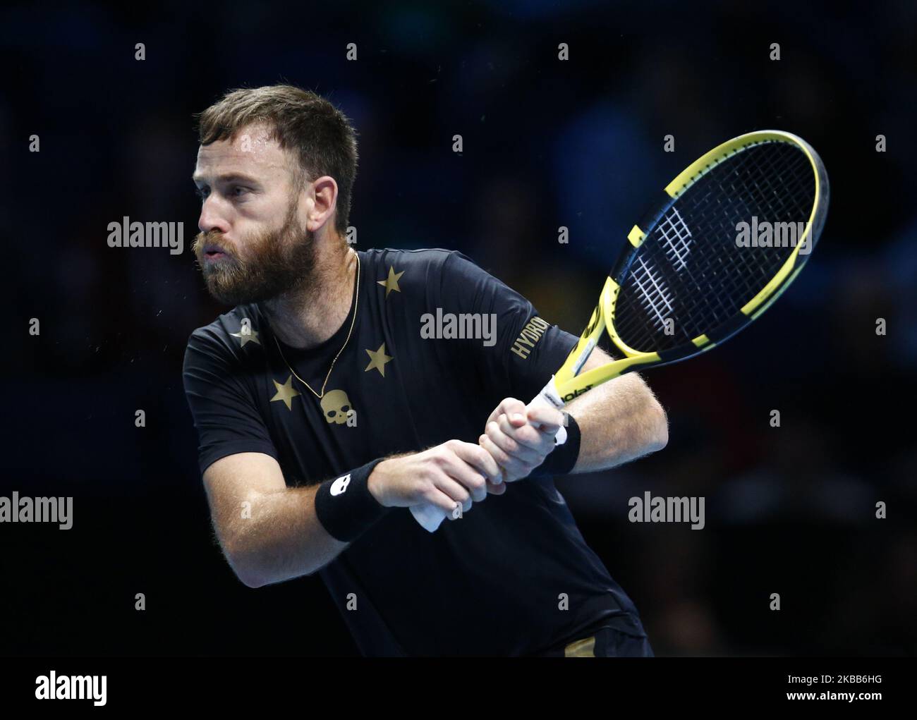 Michael Venus (NZL) in action during Doubles Championship Final match ...