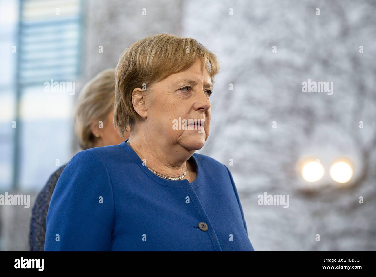 German Chancellor Angela Merkel greets Norway's Prime Minister Erna ...