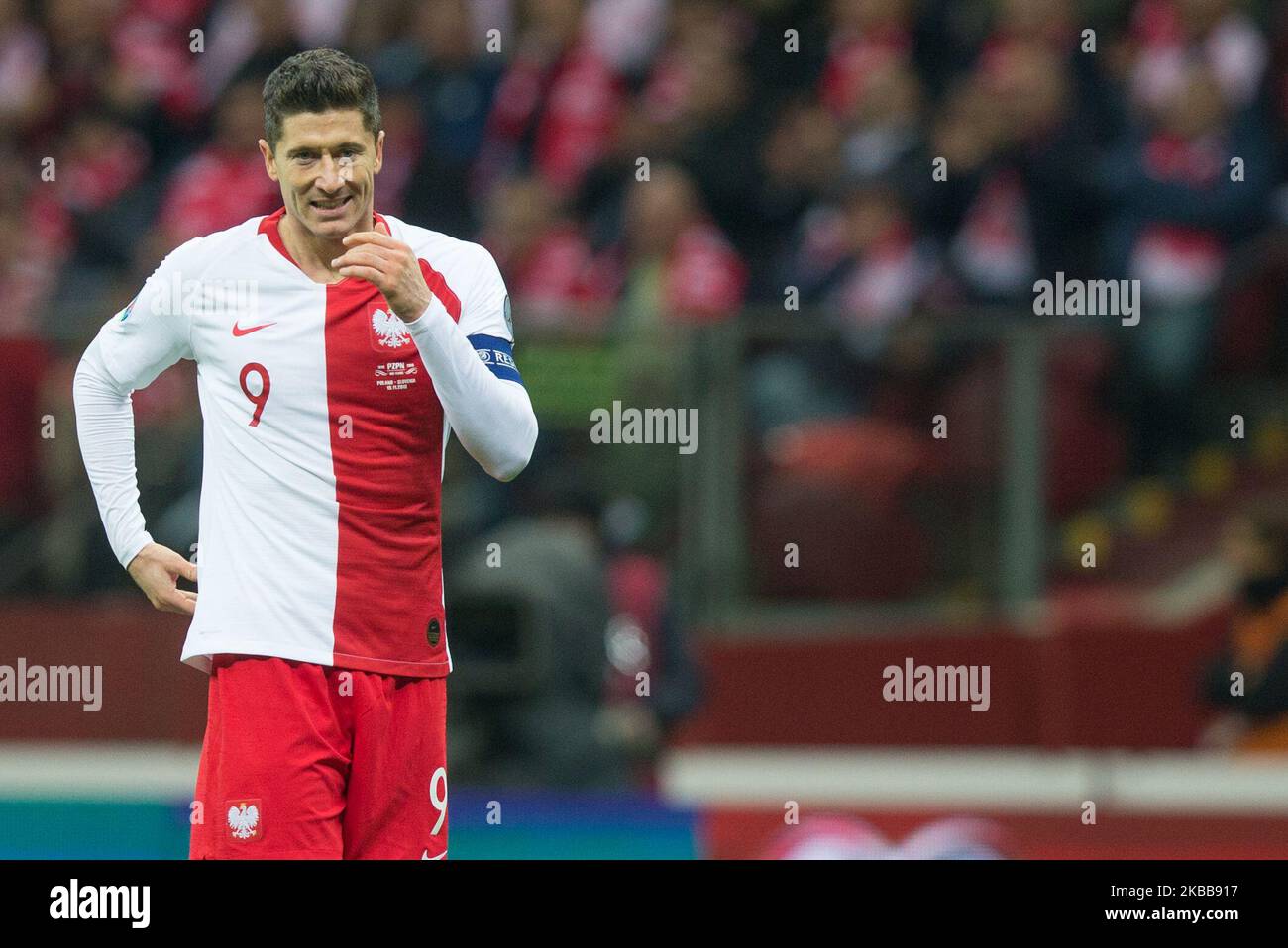 Robert Lewandowski of Poland in action during the UEFA Euro 2020 ...