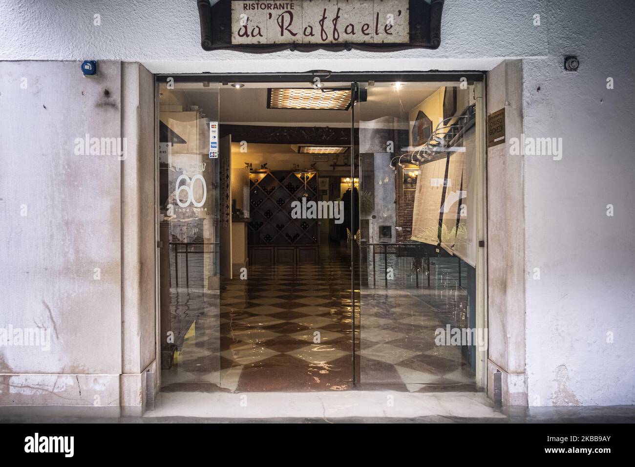 The interior of the restaurant "Da Raffaele" flooded, Venice, on ...