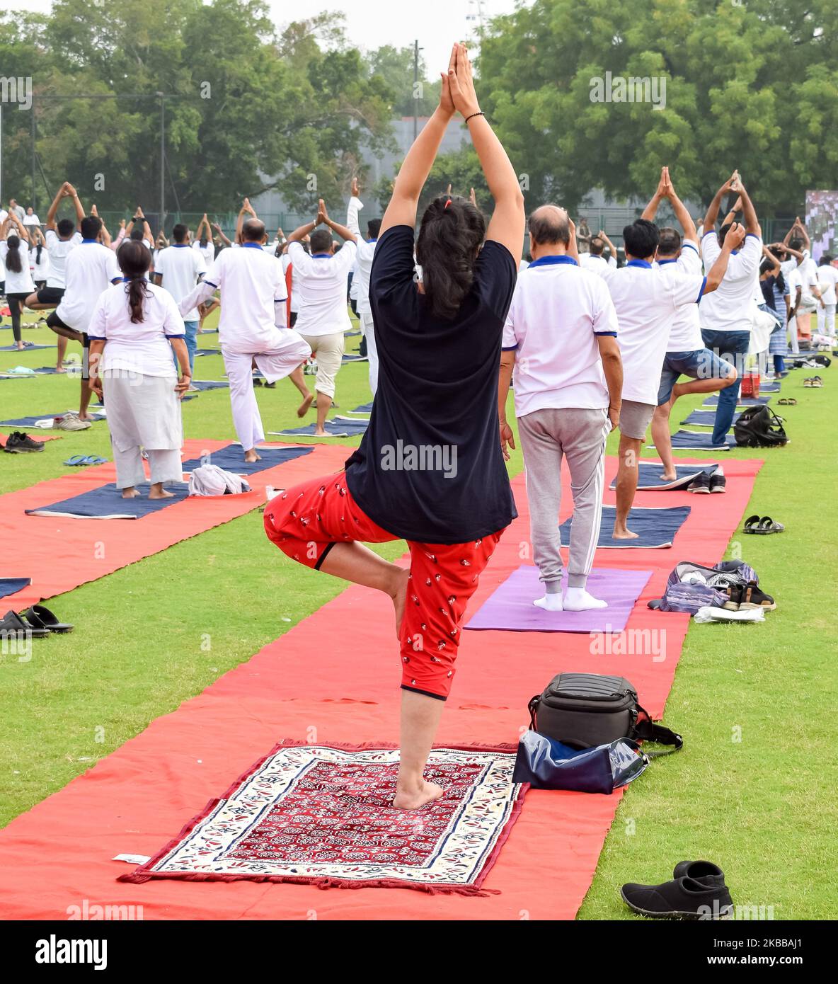 Group Yoga exercise session for people of different age groups at ...