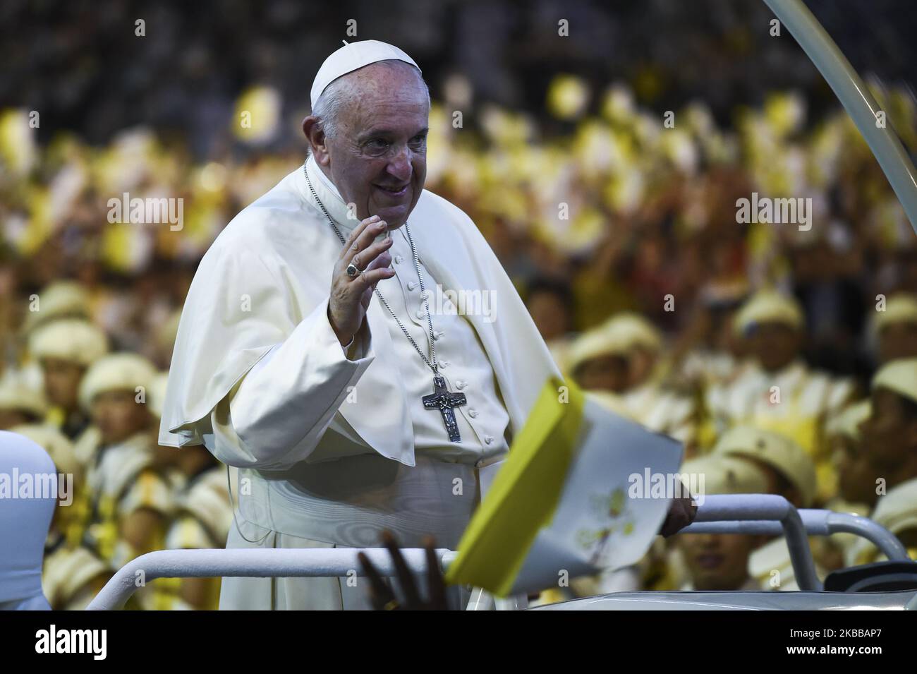 Pope Francis greets a faithful at the Holy Mass ceremony at the ...