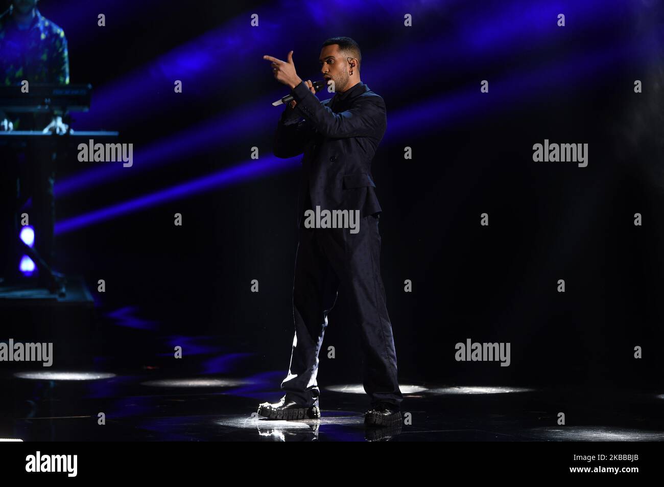 Italian singer Mahmood sing during 6th stage of Italian edition of ...